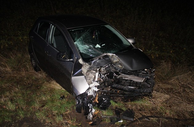 POL-MI: PKW prallt gegen Baum - zwei Schwerverletzte | Presseportal